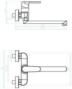 Kuchinox Dima, nástěnná dřezová baterie 150mm, bílá matná, LAV-BQD_680D