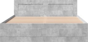 Rám postele s čelem betonově šedý 160 x 200 cm kompozitní dřevo 3295551