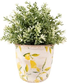 Béžový keramický obal na květináč s citróny Lemonio S - Ø 13*12 cm