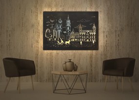 Li-Go "Hradec Králové" světelný obraz 230V 100x70cm provedení povrchu: ořech