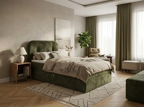 Čalouněná postel boxspring FORENA 90x200 cm tmavě zelená Matrace: Matrace Bonell pružinová