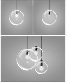 Toolight Závěsné skleněné stropní svítidlo Lassi Black 20 + 25 + 30 cm