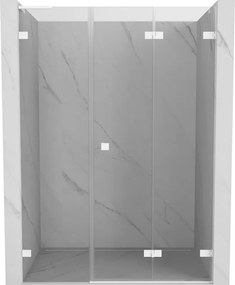 Mexen Lunar-F, L pravé sklápěcí sprchové dveře 150 cm, 8mm čiré sklo, bílý profil, 836SL-150-050-20-00-P
