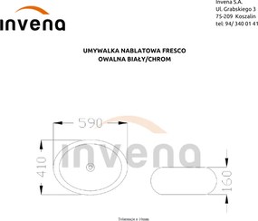 Invena Fresco, umyvadlo na desku 59x41x15 cm, bílá-stříbrná, INV-CE-31-001-W