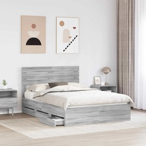 Rám postele s čelo Šedá Sonoma 150 x 200 cm Inženýrské dřevo 3411498