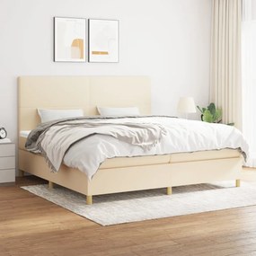 Box spring postel s matrací krémová 200x200 cm textil 3142206