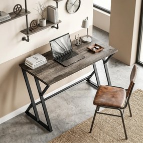 HOMCOM počítačový stůl 120 × 60 cm – industriální Z-rám, patinovaná šedá