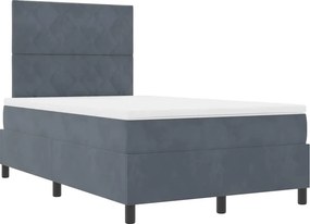 Postel s boxspringem s čelo Tmavě šedá 120 x 190 cm samet 3339885