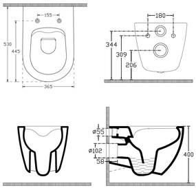 Isvea Isvea, INFINITY závěsná WC mísa, Rimless, 36,5x53cm, matná bílá, 10NF02004-2L