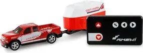 AMEWI RC Pickup Die Cast s karavanem červená / RC auto / 1:64 / RTR /