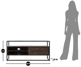 Tmavě hnědý TV stolek z akáciového dřeva Mauro Ferretti Hypotes, 120x40x55 cm