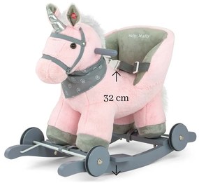 Houpací koník s melodií a kolečky Milly Mally Polly růžový