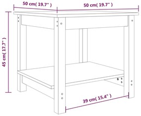 Konferenční stolek bílý 50 x 50 x 45 cm masivní borové dřevo - Default Title