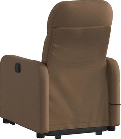 Zvedací masážní polohovací křeslo hnědé textil 3206808
