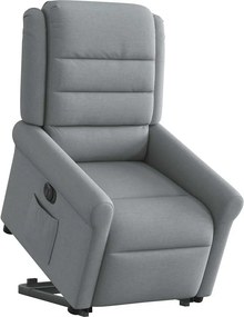 Elektrické zvedací polohovací křeslo světle šedé textil 3303334