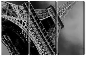 Vícedílný obraz Černobílý Pohled Zespodu Na Eiffelovu Věž Nedostatek Nedostatek Plátno Canvas 150x100