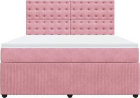 Box spring postel s matrací růžová 180x200 cm samet 3292423