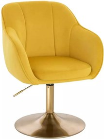LuxuryForm DESIGN Otočná židle AVOLA VELUR na zlatém talíři - žlutá
