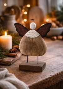 Dekorace dřevěná figurka anděl Angel Rustic M - 13*5*19 cm