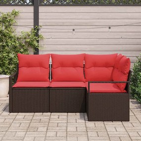 Set pohovek 4 ks Hnědá polyratan 3346364