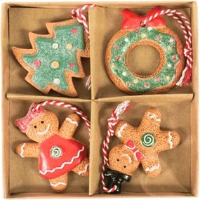 Sada 4 ks vánočních ozdob GINGERBREADS 6 cm