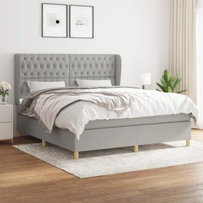Box spring postel s matrací světle šedá 180 x 200 cm textil 3128781