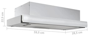 Vestavná digestoř 480 m³/h hliník nerezová ocel,  51024