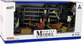 LEAN Toys Sada figurek hospodářských zvířat s farmářem a ptáky
