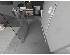 Mexen Kioto, průchozí sprchová zástěna 120 x 200 cm, 8mm sklo čiré/bílý vzor, 2x bílá stabilizační rozpěra, 800-120-002-20-97