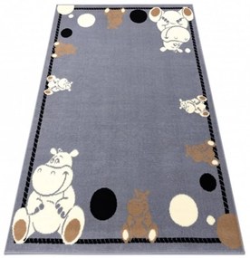 Dětský kusový koberec PP Hippo šedý 140x190cm