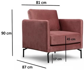 Designové křeslo Laisha růžové