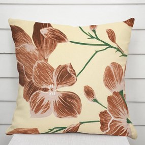 Biante Bavlněný povlak na polštář Sandra SA-536 Hnědé orchideje na vanilkově žlutém 30 x 50 cm