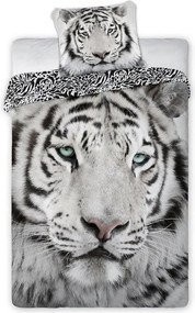 Povlečení bavlněné Deluxe 3D Tigr bílý 200x140cm+90x70cm Faro