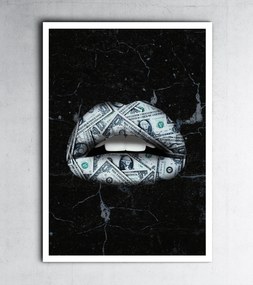 Pixada Money Lips - motivační obraz Velikost: B2 - 50x70 cm, Volba rámu: plakát bez rámu