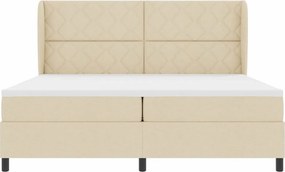 Postel s boxspringem s čelo Krémová 200 x 200 cm textil 3340653