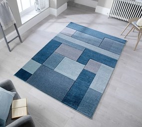 Kusový koberec Hand Carved Cosmos Denim Blue, 80x150, modrá, kancelária, Flair Rugs
