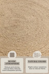 Hanse Home, Kusový koberec Jute Braided 106007 Ivory kruh, 100x100 (průměr) kruh, béžová, chodba / předsíň