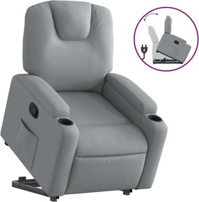 Zvedací polohovací křeslo světle šedé textil 3204368