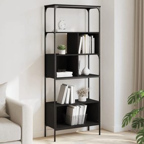 Knihovna s 5 policemi černá 76 x 33 x 188,5 cm kompozitní dřevo - Default Title