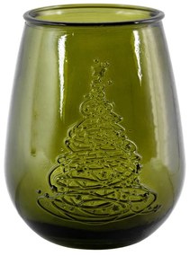 Zelená skleněná váza s vánočním motivem Ego Dekor Arbol de Navidad, výška 13 cm