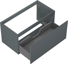 Mexen Rivel, koupelnová skříňka 90 cm, 1 zásuvka, drážkovaná, grafitová matná, 91A20-09047-1-BF66