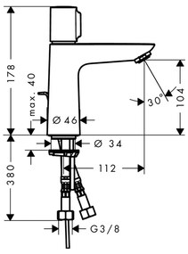 Hansgrohe Talis Select E - umyvadlová baterie 110 s odtokovou soupravou a táhlem, chrom 71750000