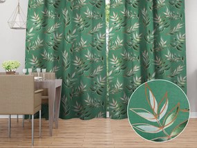 Biante Bavlněný závěs Sandra SA-435 Pnoucí listy na zeleném 150x150 cm