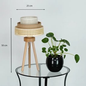 Brilagi - Stolní lampa CEDAR LUNETA 1xE27/15W/230V ratan/hnědá/krémová