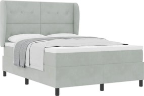 Postel s boxspringem s čelo Světle šedá 200 x 140 cm samet 3340928