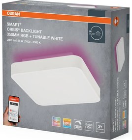 OSRAM OSRAM, ORBIS BACKLIGHT stropní svítidlo, 350x350mm, WIFI RGB + stmívatelné, OSRAM, 2800lm, 28W, IP20, bílá, AC314090255