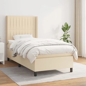 vidaXL Box spring postel s matrací 100 x 200 cm textil [3131570] Barva: krémová