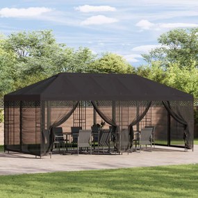 Altán s bočními stěnami 6 x 3 m Antracitová Polyester a ocel 3375996