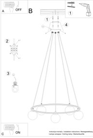 Sollux SL.1214 - Lustr na lanku YOLI 5xG9/8W/230V černá
