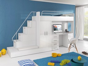 Dětská patrová postel ADVENTURE, levá Barva dětské postele: Bílá lesklá